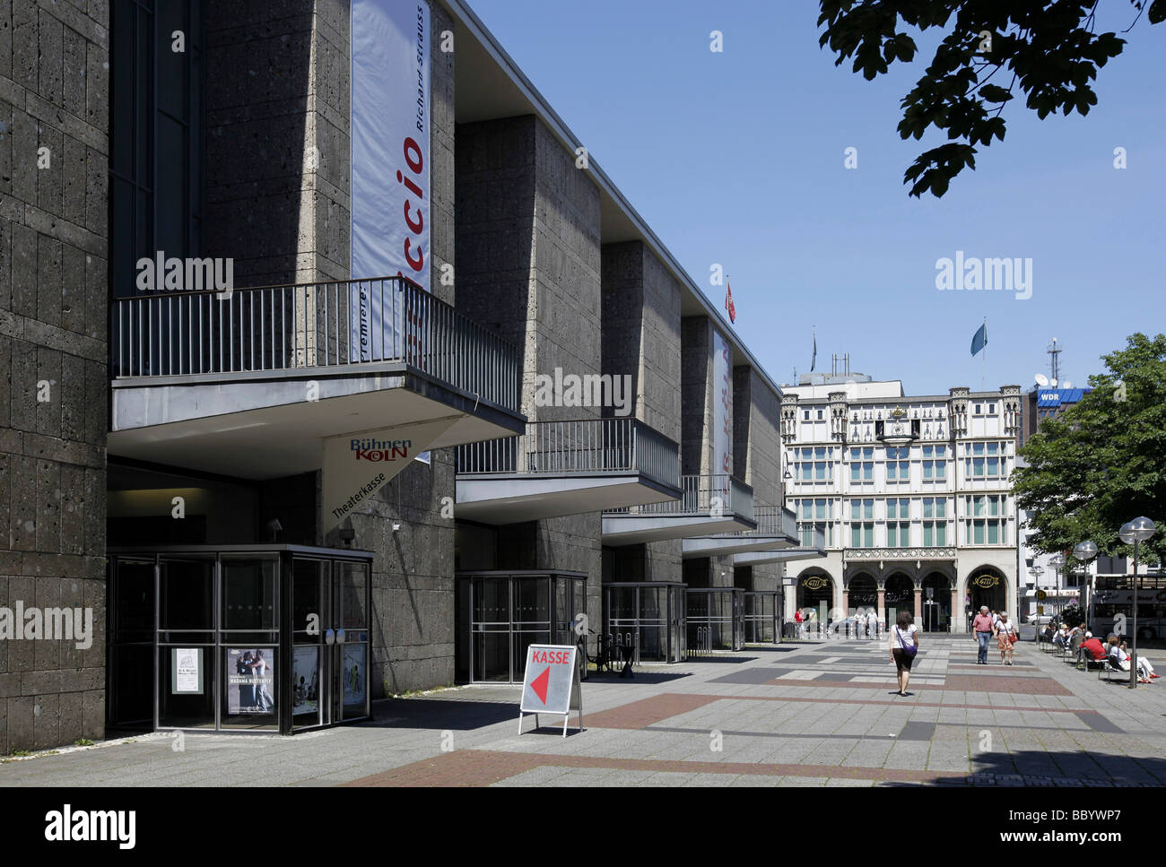 Opernhaus opera house at Offenbachplatz square and 4711-House, Cologne ...