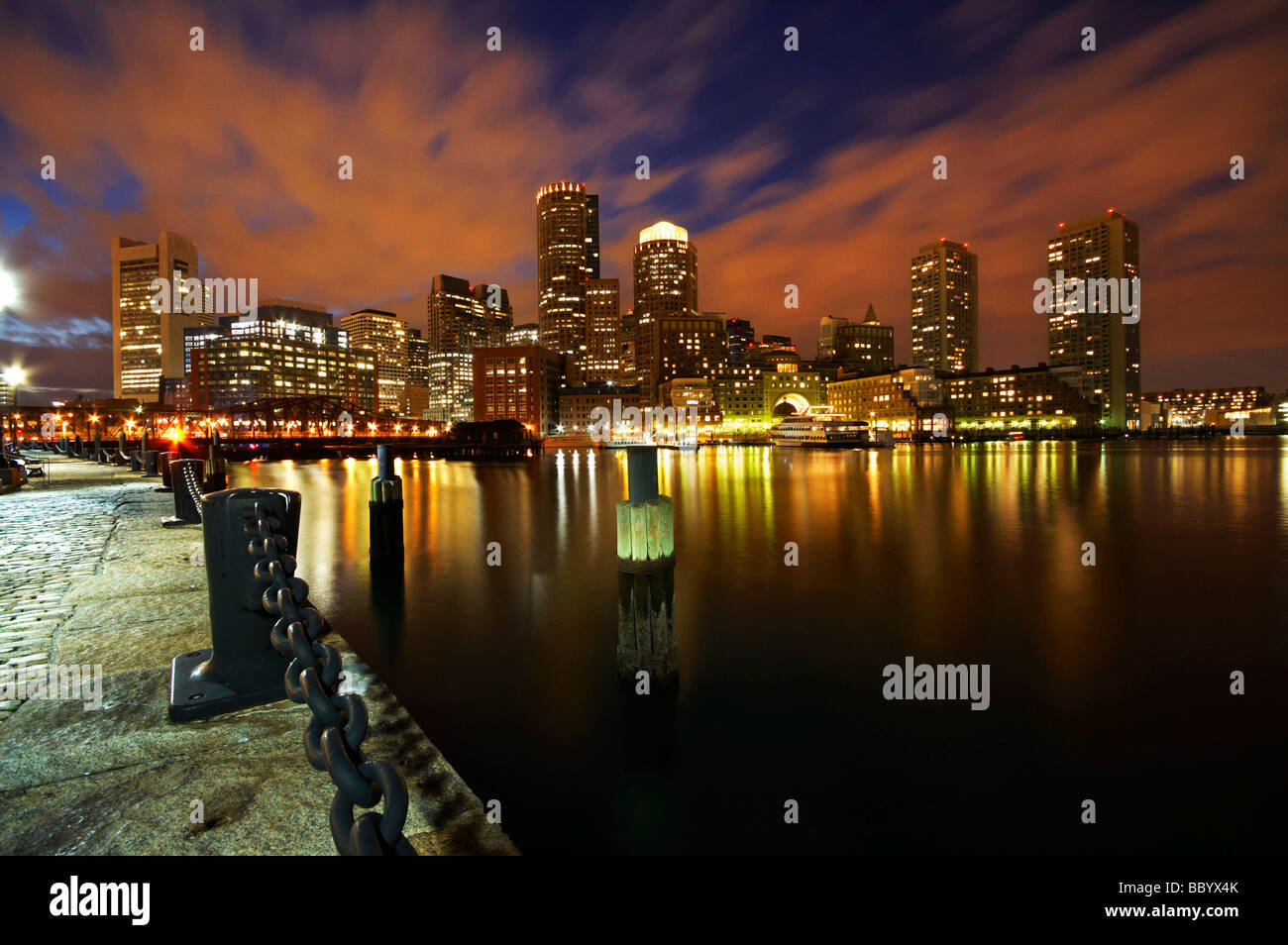 Boston night skyline evening hi-res stock photography and images - Alamy