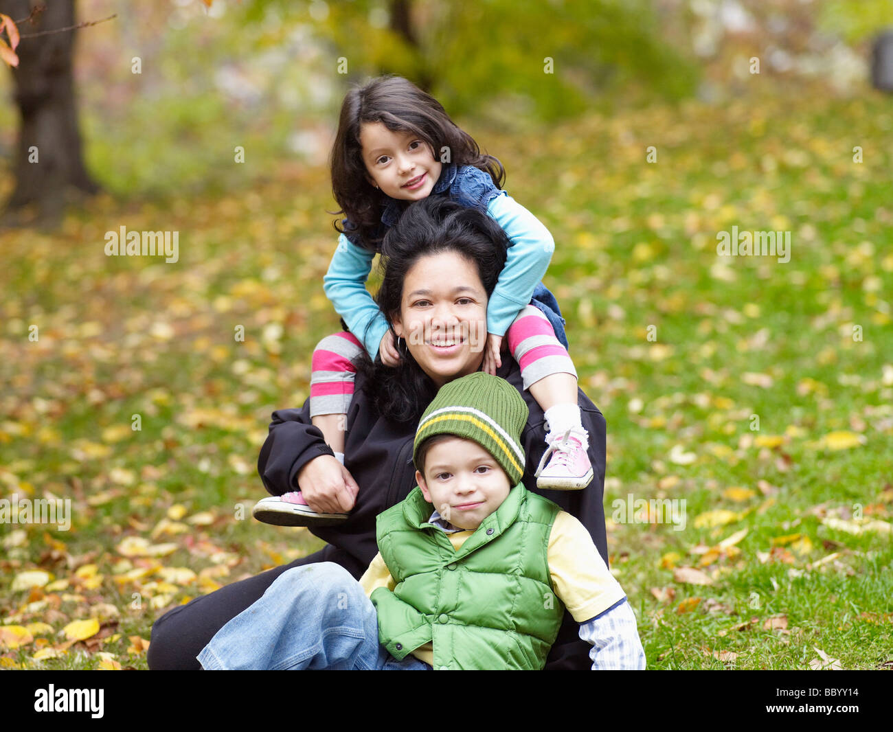 Hispanic Family Playing Outside