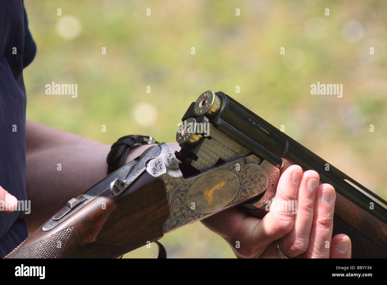 Double barrel shot gun gun sport clay pidgeon shoot shooting Stock ...