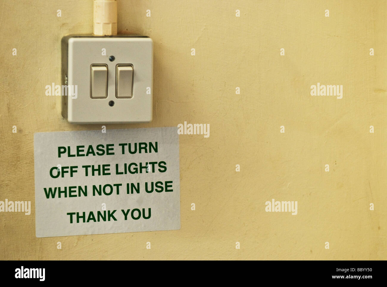 A light switch and a sign. Photo by Gordon Scammell Stock Photo - Alamy