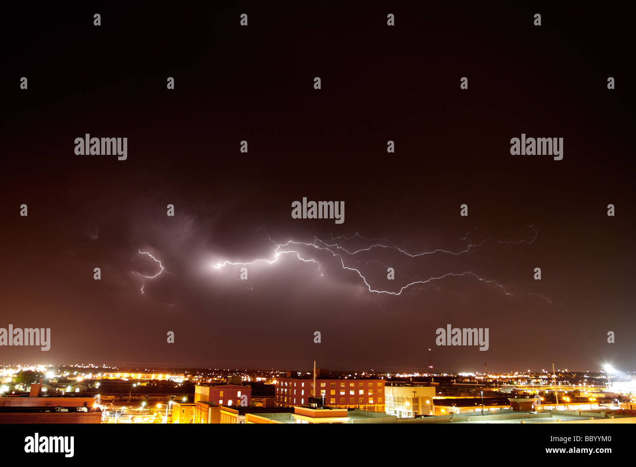 Lightning in clouds above Lincoln, Nebraska at night Stock Photo - Alamy