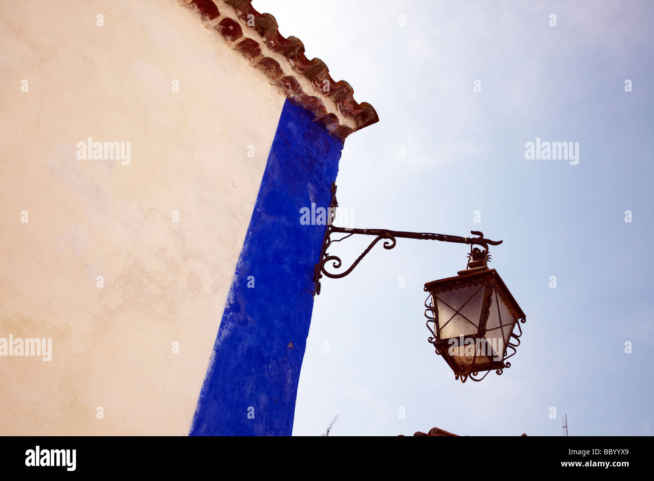 white blue house street light Stock Photo - Alamy
