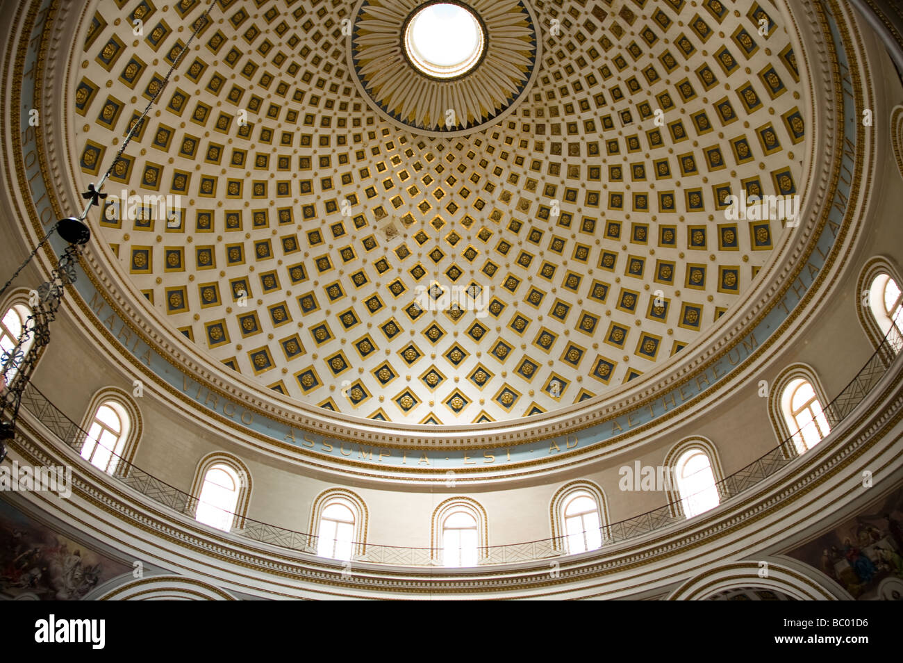 The interior rotunda of the Dome of St Mary's Church, Mosta, Malta ...
