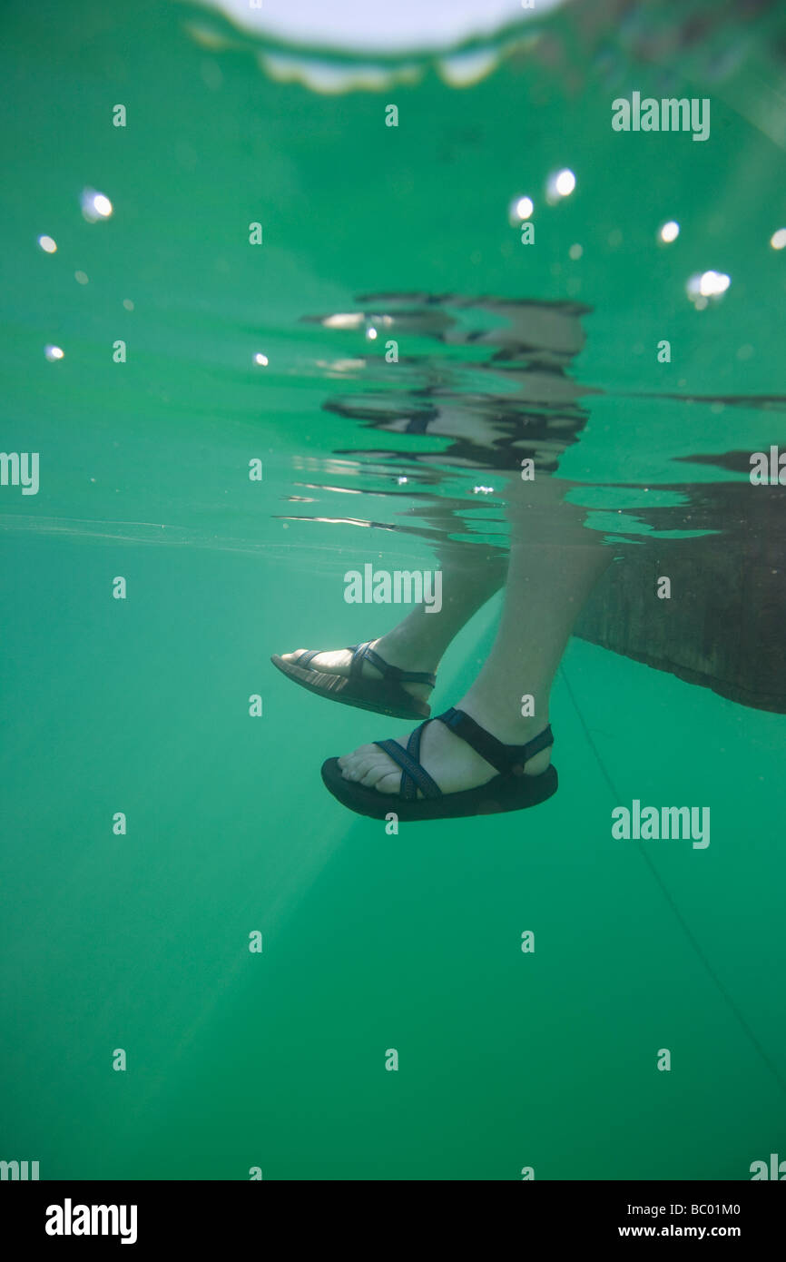 Underwater view of feet dangling in water Stock Photo - Alamy