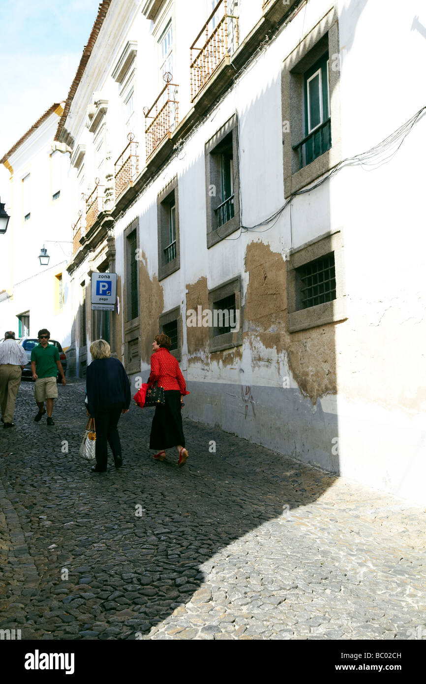 narrow street, cobble street, Evora, Portugal Stock Photo - Alamy