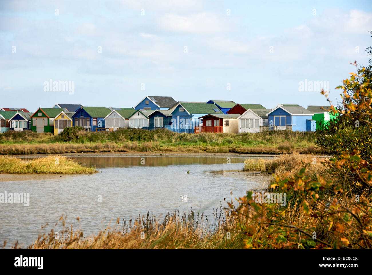 Christchurch bay beach huts hi-res stock photography and images - Alamy