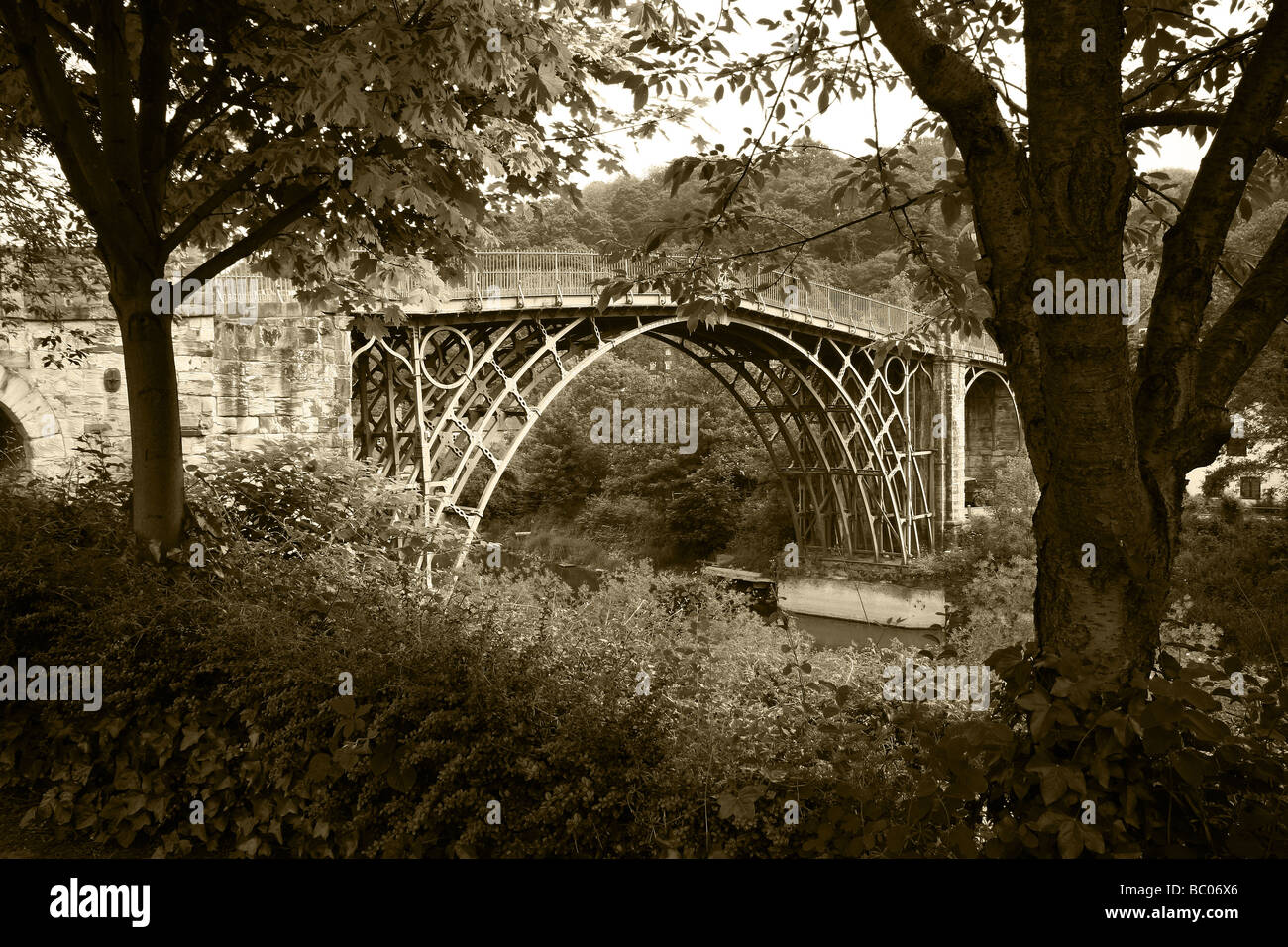The worlds first bridge constructed of cast iron over the river Severn ...