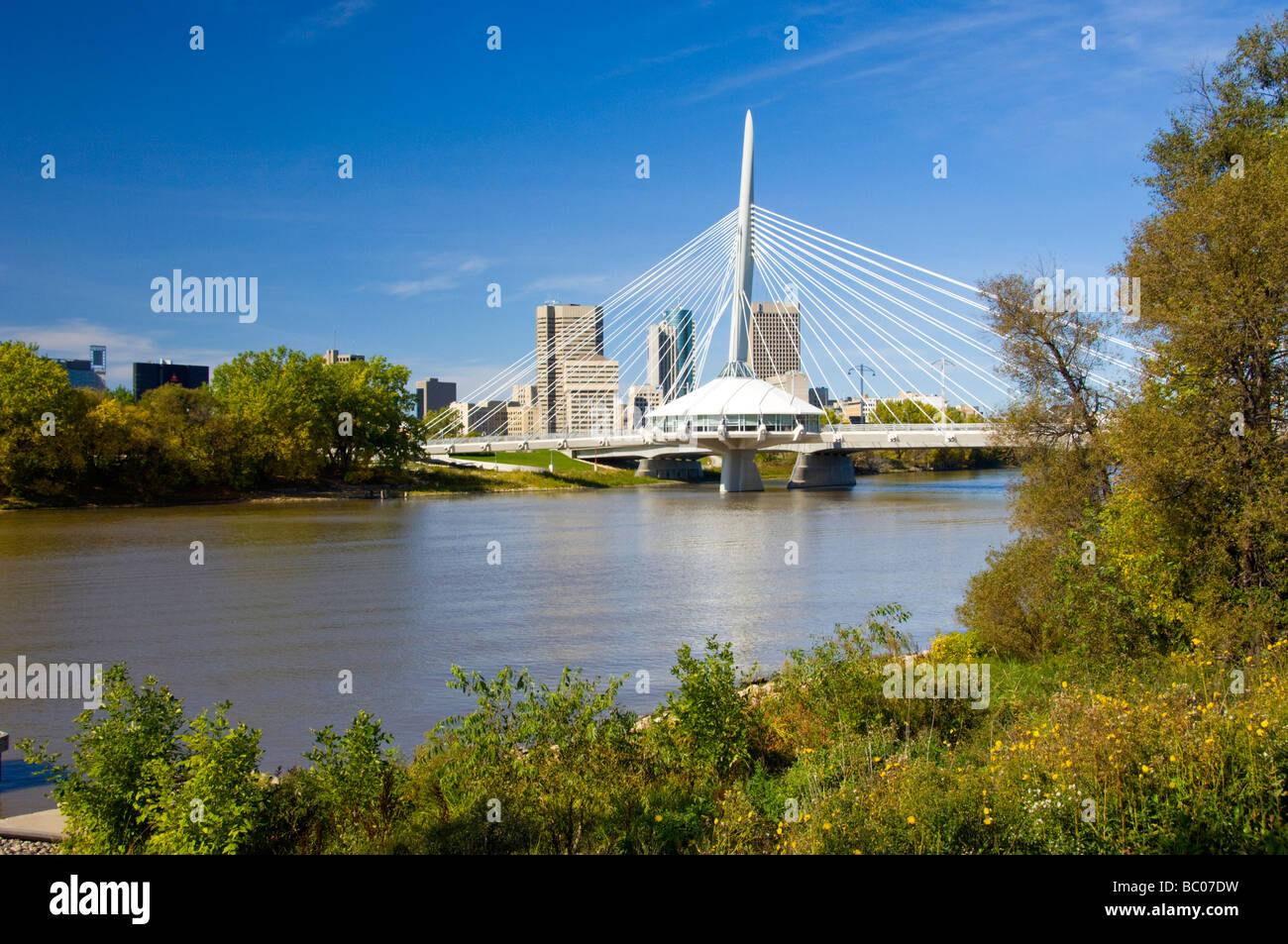 The Provencher bridge over the Red River in Winnipeg Manitoba Canada ...