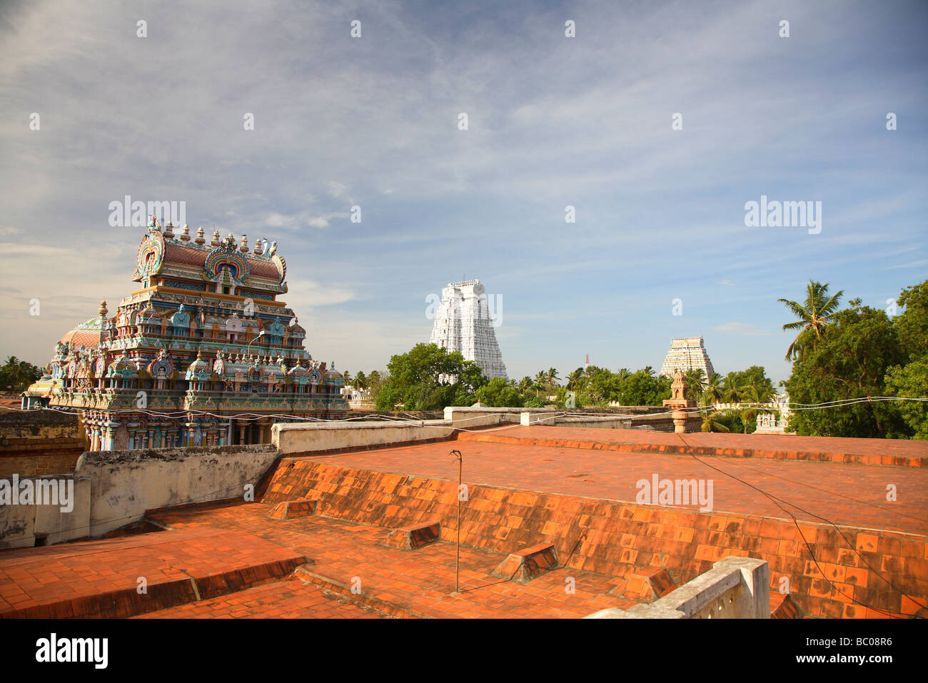 View from the roof top over the complex hi-res stock photography and ...