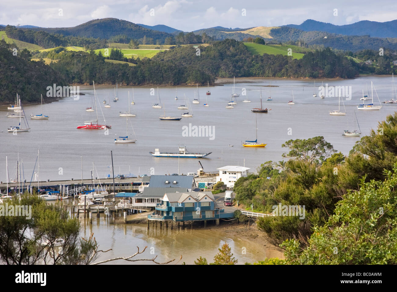 Wharf and harbour at Opua, Northland, New Zealand Stock Photo - Alamy