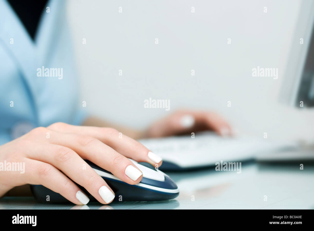 Female hands working on the computer Stock Photo - Alamy