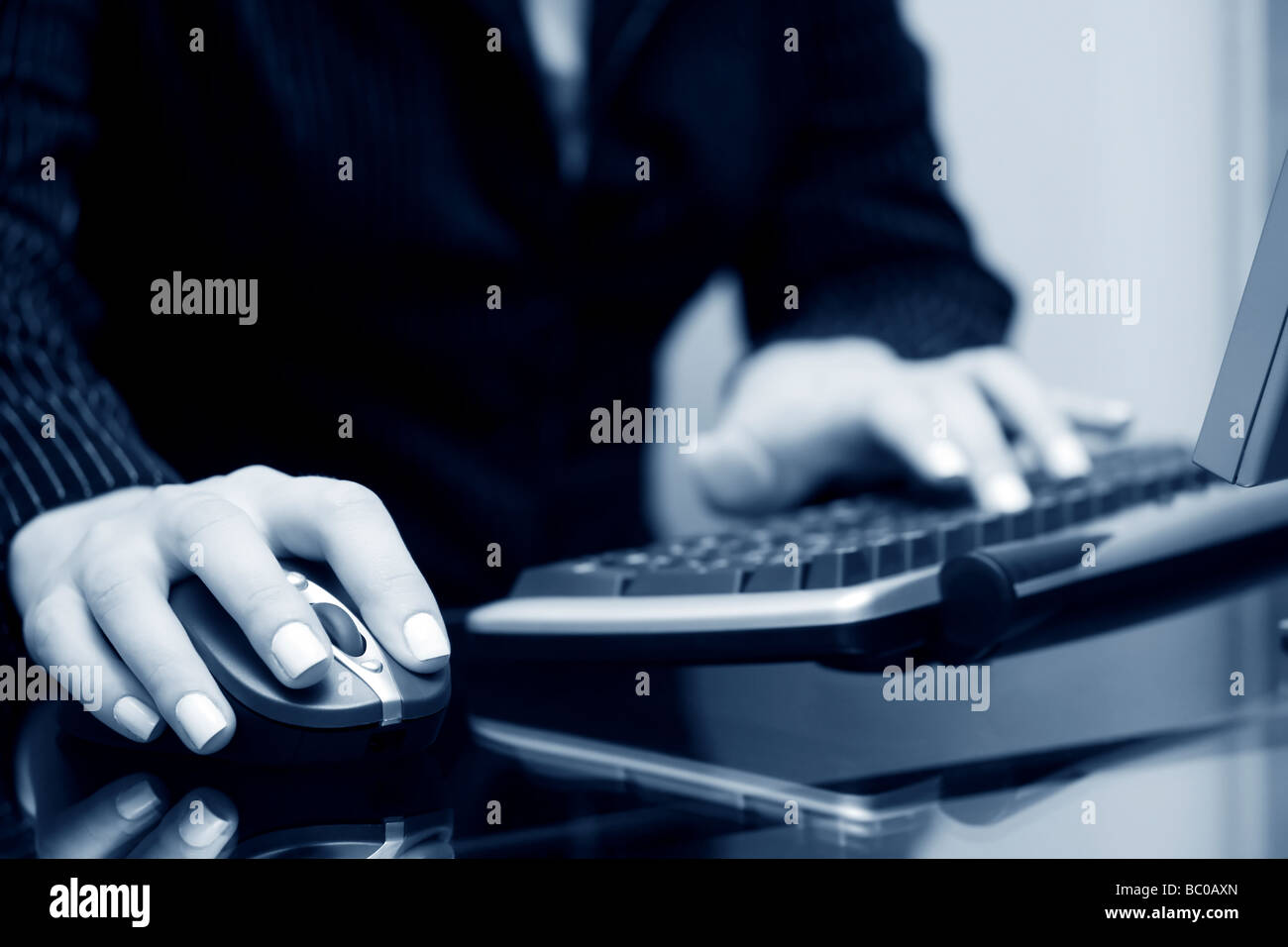 Female hands working on the computer Stock Photo - Alamy