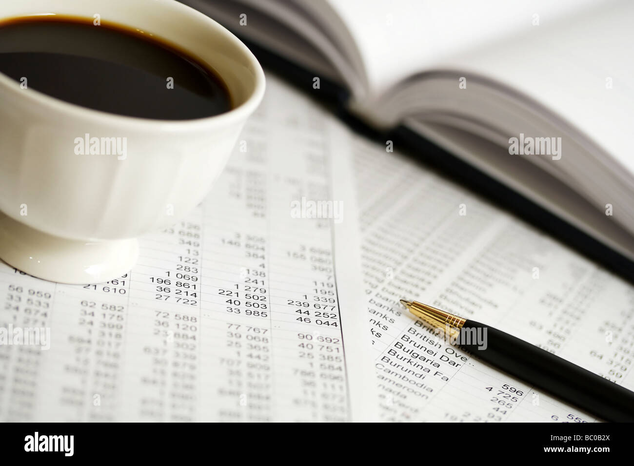Coffee and accounting Stock Photo - Alamy