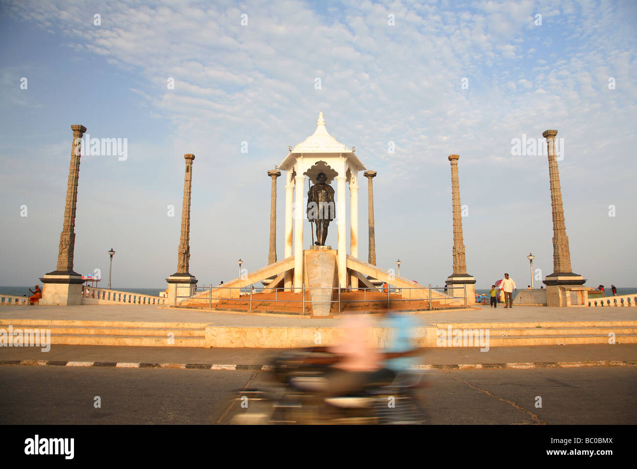 India, Tamil Nadu, Puducherry, Pondicherry, Beach road, Gandhi Statue ...