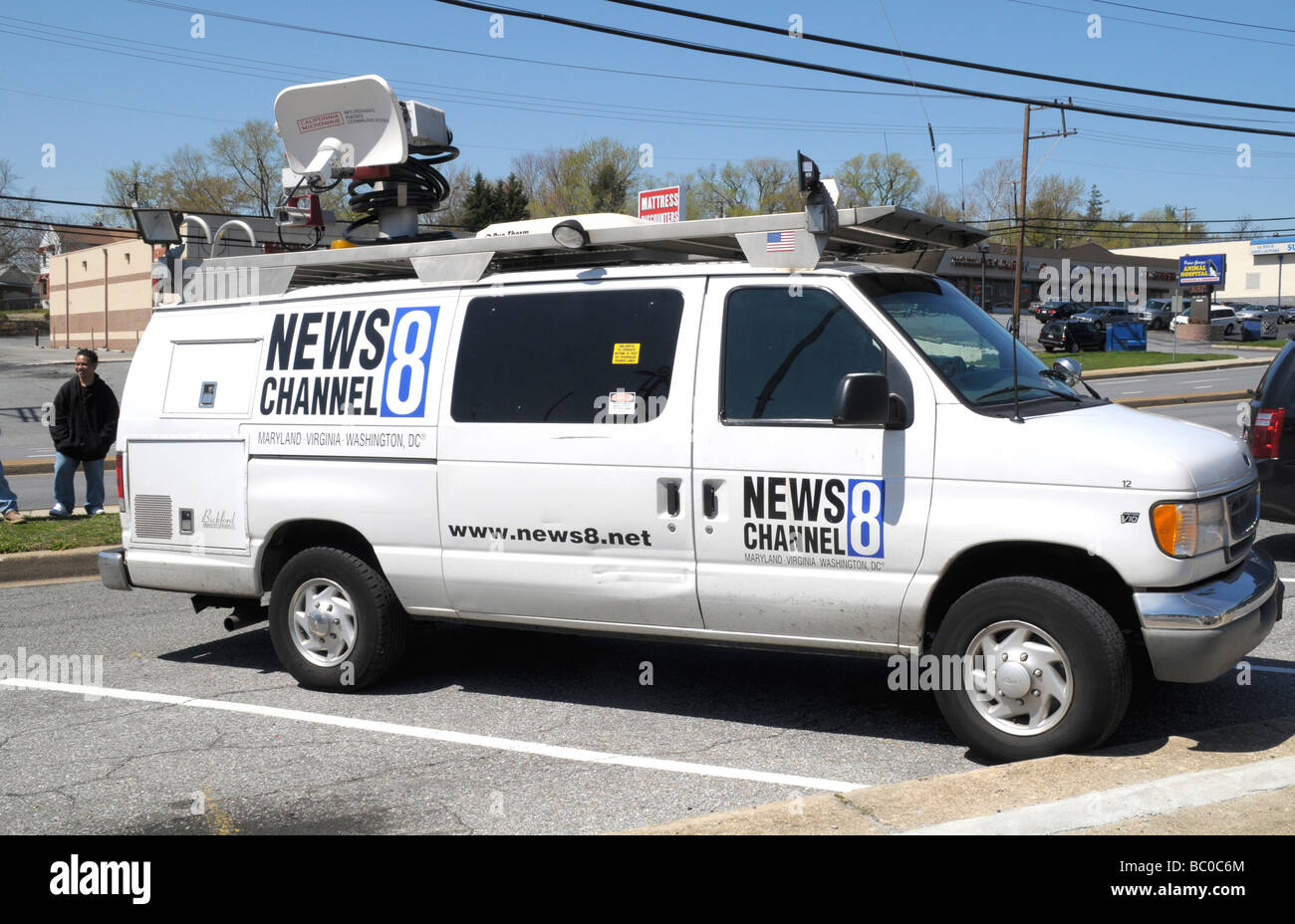 NEWS Channel8 TV satellite truck Stock Photo - Alamy