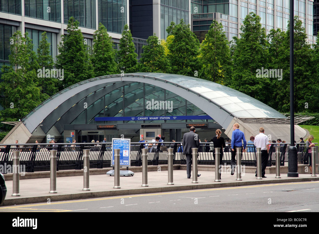 Canary Wharf underground station London UK and office buildings Stock ...