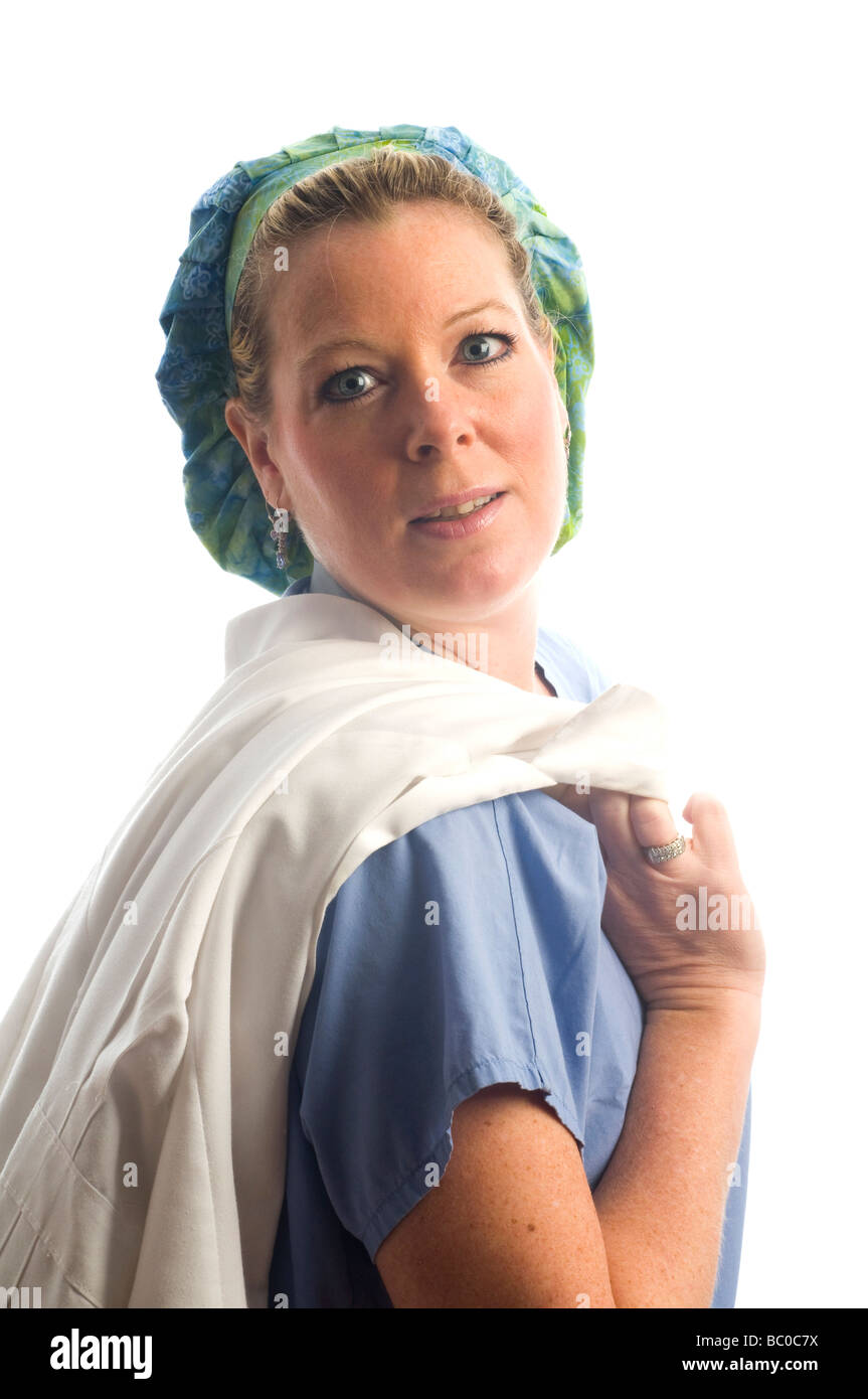 female operating room nurse doctor or medical personnel confident and ...