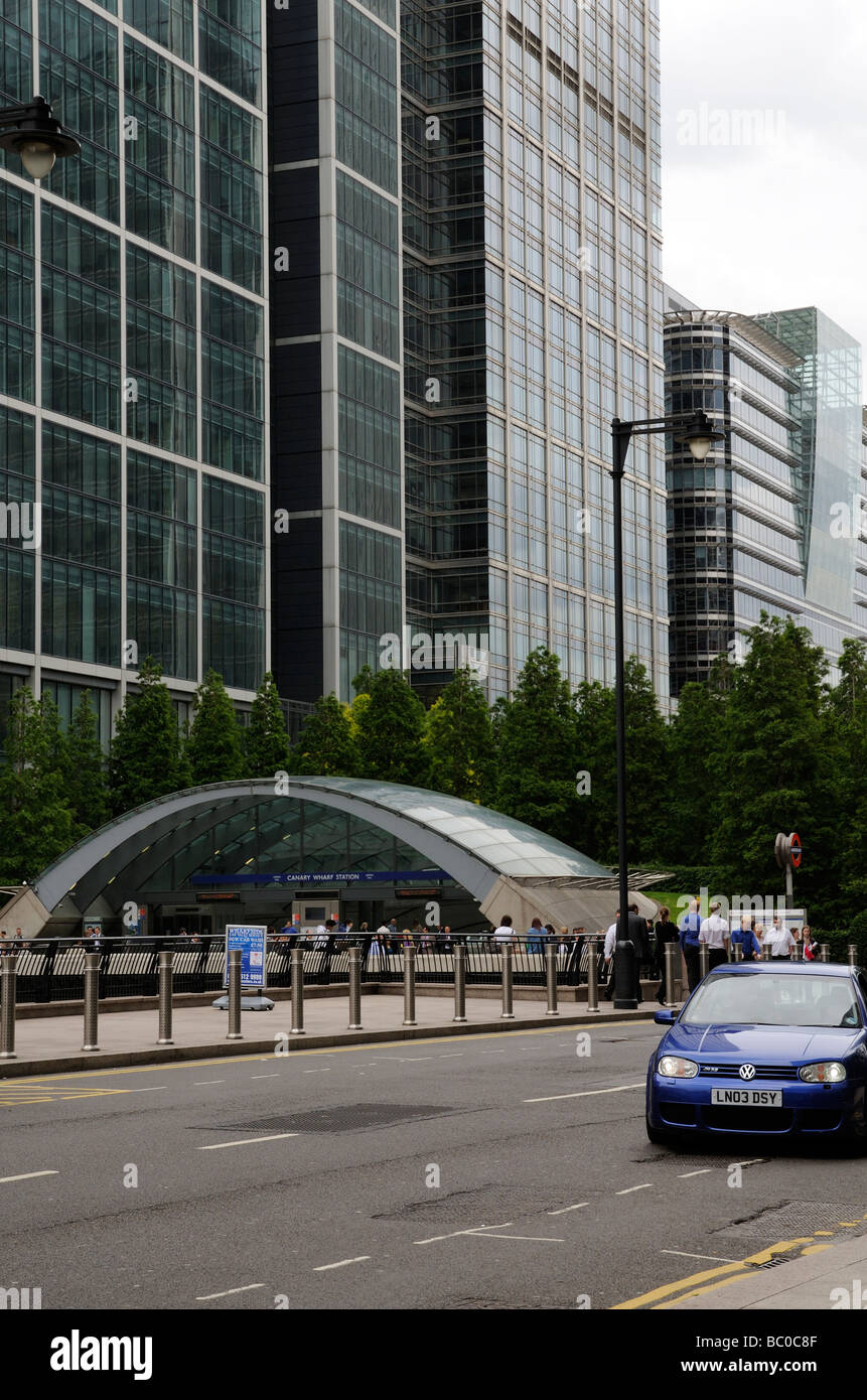 Canary Wharf underground station London UK and office buildings Stock ...