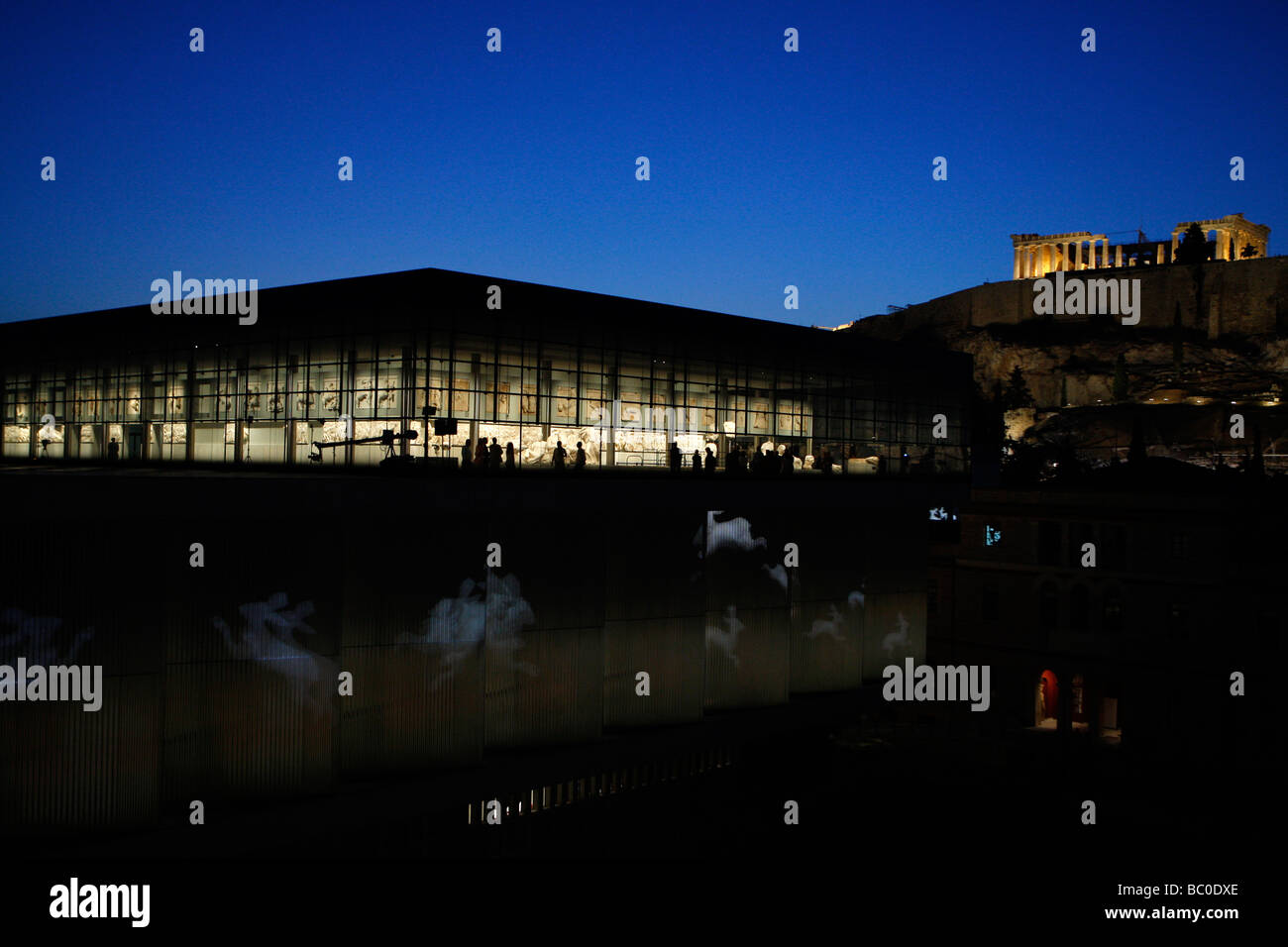 The New Acropolis museum in Athens Greece Projection of animated images ...