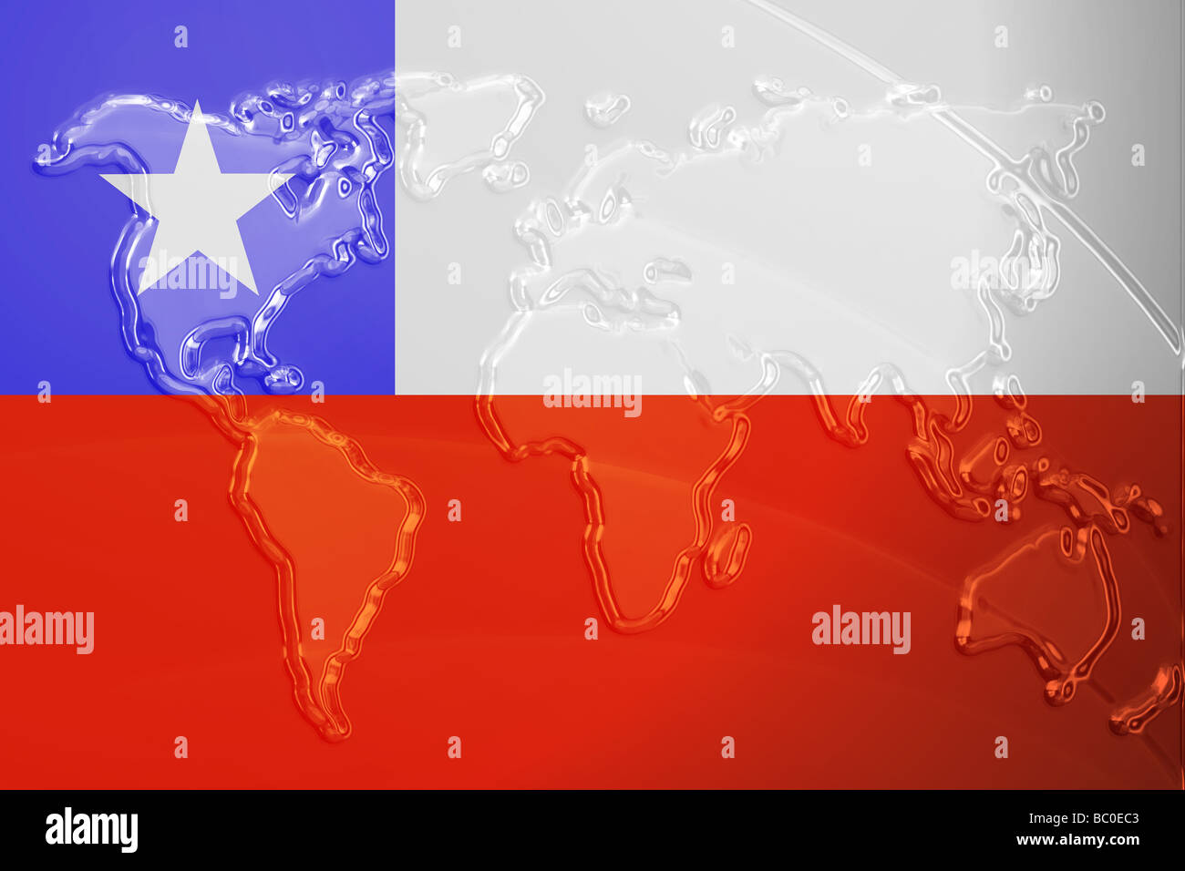 Flag of Chile national symbol illustration clipart with world map ...