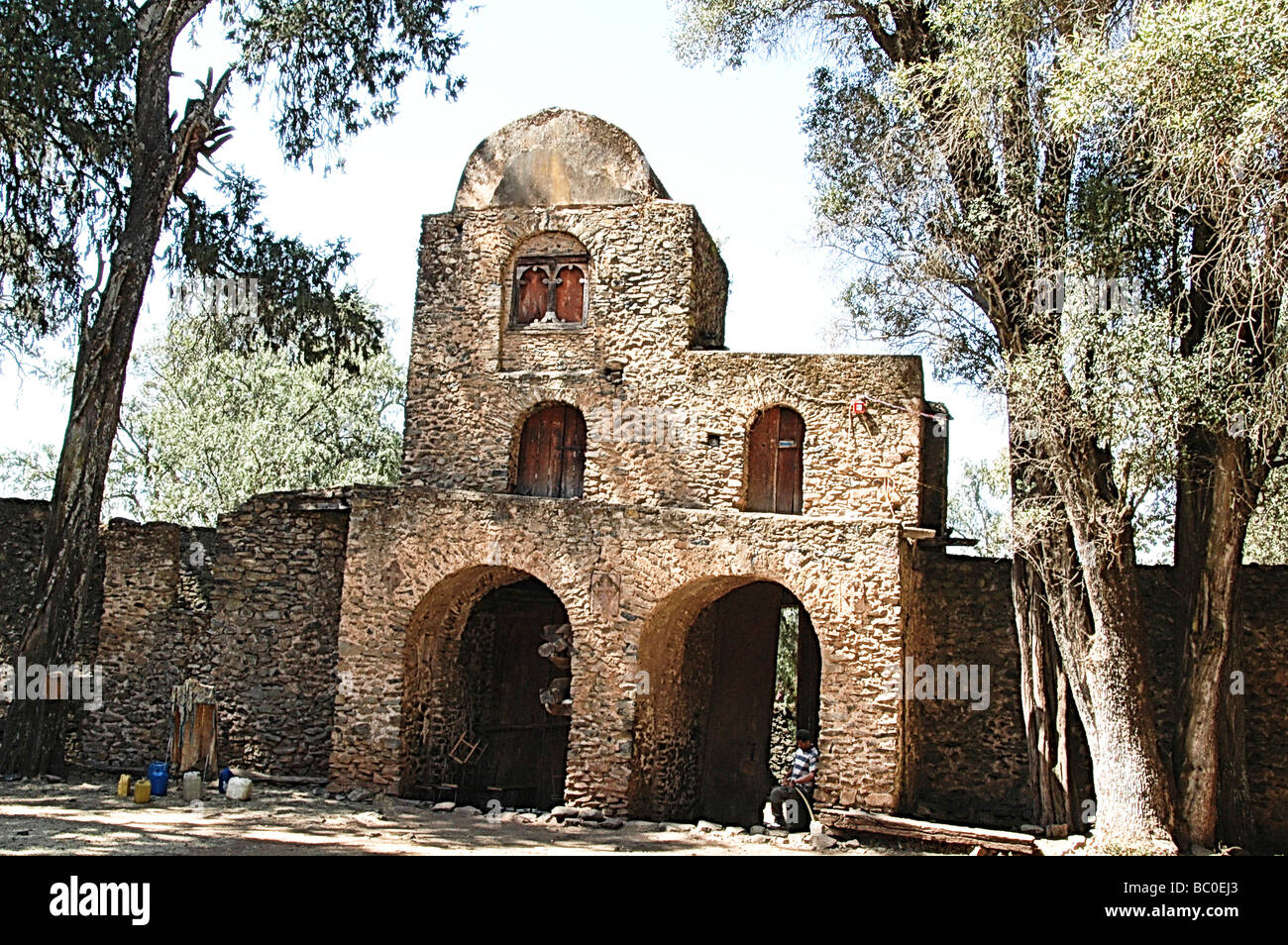 Africa Ethiopia Gondar The entrance gate to the Church of Debre Birhan ...