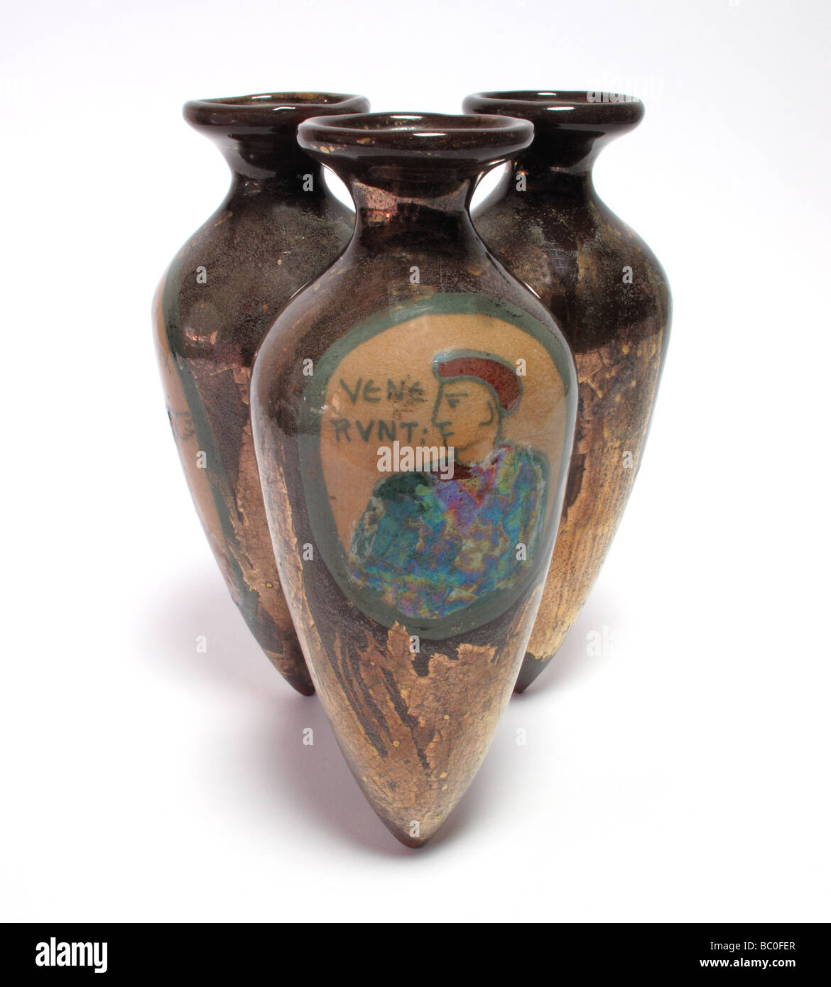 French pottery Bayeux tapestry lustre vase by Desmant circa 1910 Stock ...