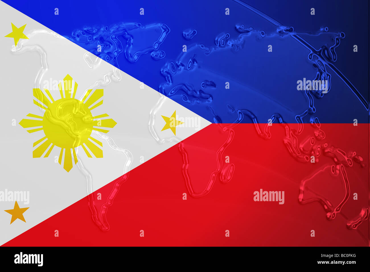 Flag of Philippines national country symbol illustration with world map ...