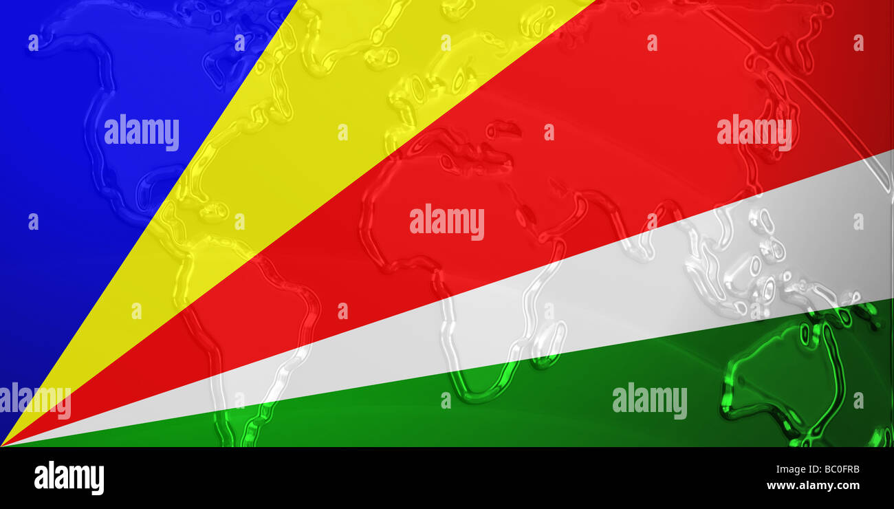 Flag of Seychelles national country symbol illustration with world map ...