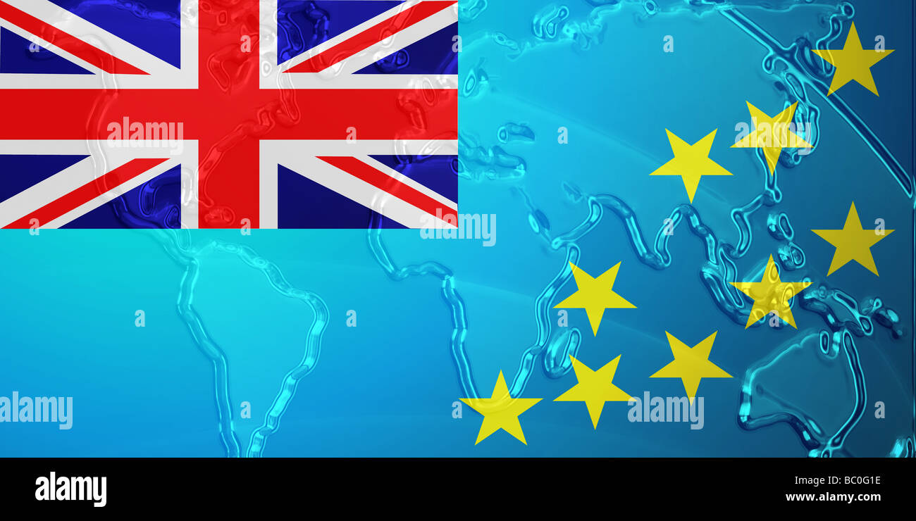 Flag of Tuvalu national country symbol illustration with world map ...