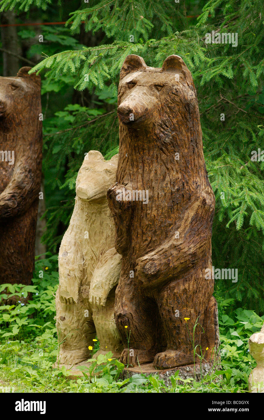 Bears cut from timber Stock Photo - Alamy
