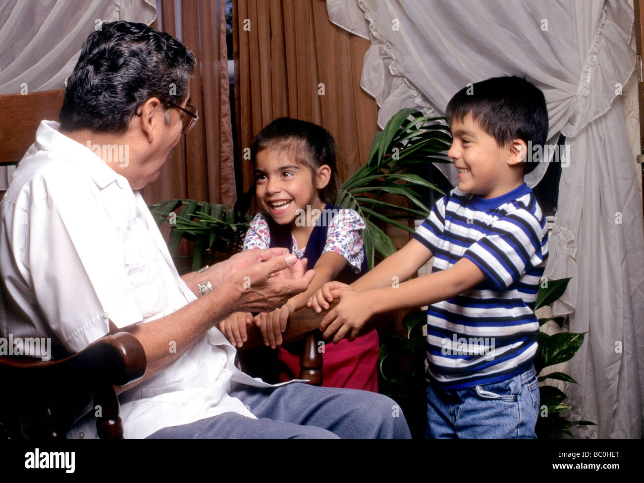 latin hispanic mexican ethnic minority grandfather play grandchild love ...
