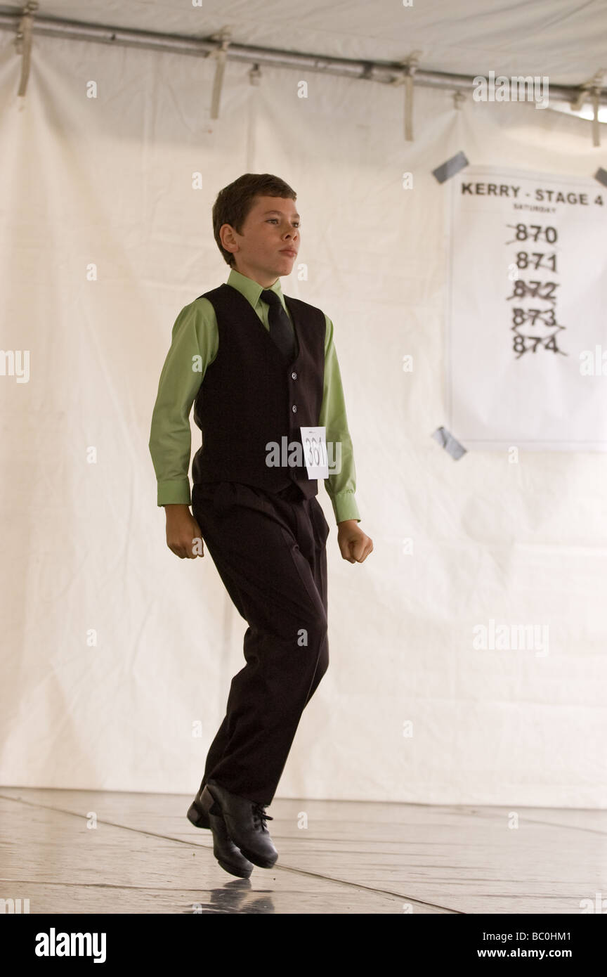 A young boy performs a Celtic dance at a local Irish festival in Irvine ...