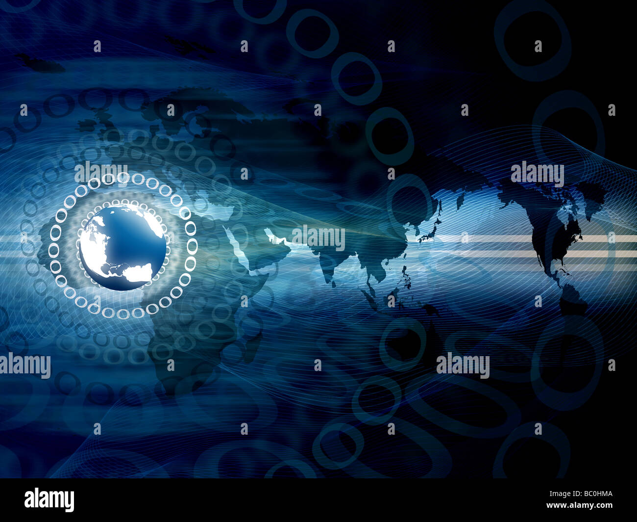 Background with abstract smooth lines and globe Stock Photo - Alamy