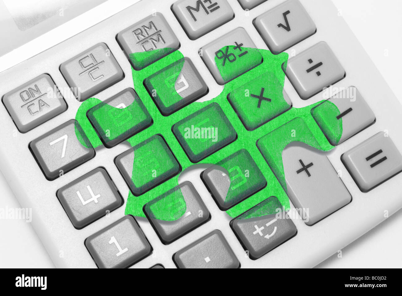 Calculator and Jigsaw Puzzle Stock Photo - Alamy