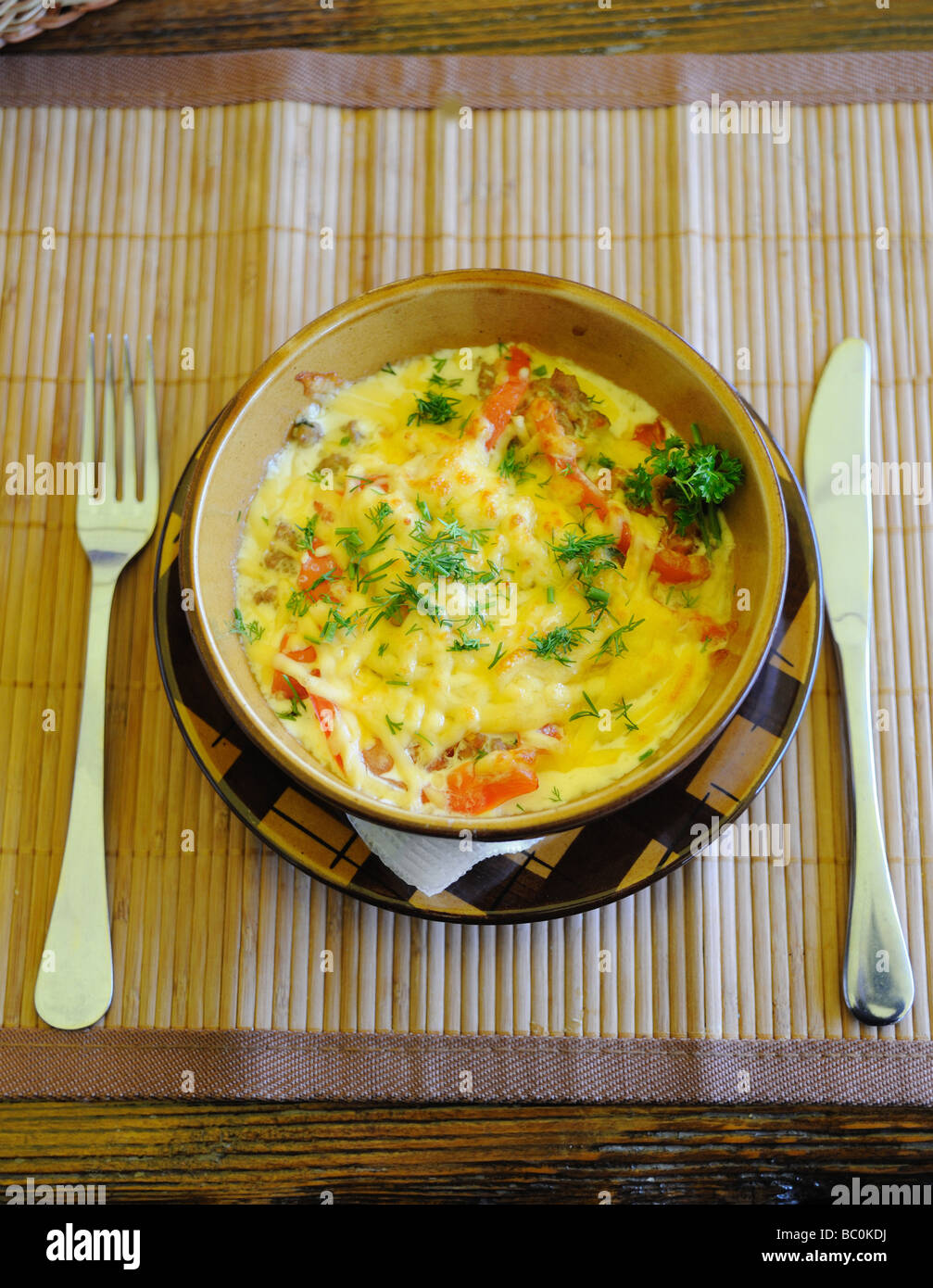 musaka A dish from mutton eggplants vegetables with the baked cheese ...