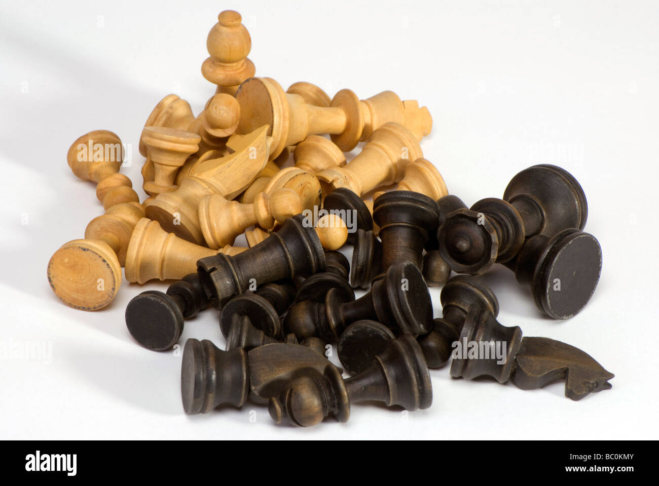 Pile of wooden chess pieces Stock Photo - Alamy