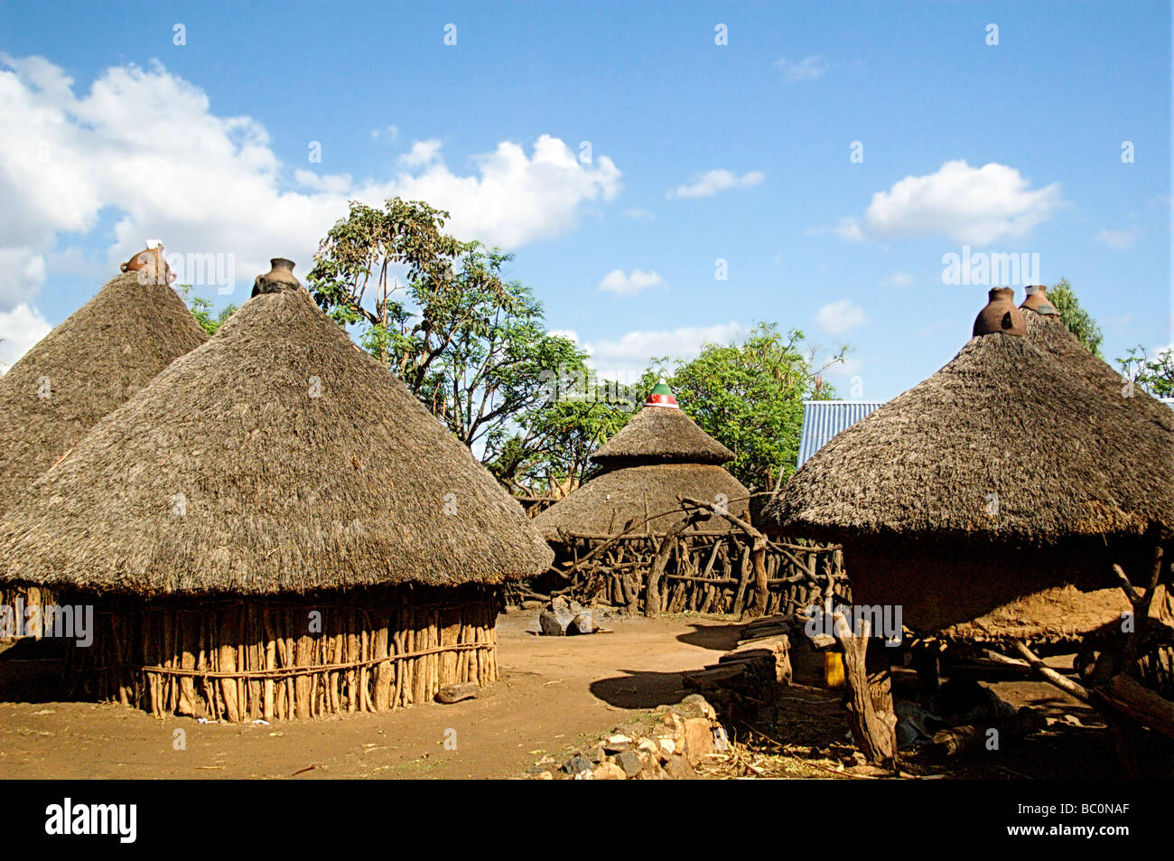 Africa Ethiopia Konso village Thatched roof huts Stock Photo - Alamy