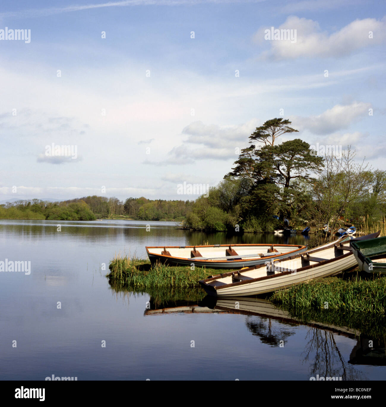 Fishing boats by the lakeside Killarney County Kerry Ireland Stock ...