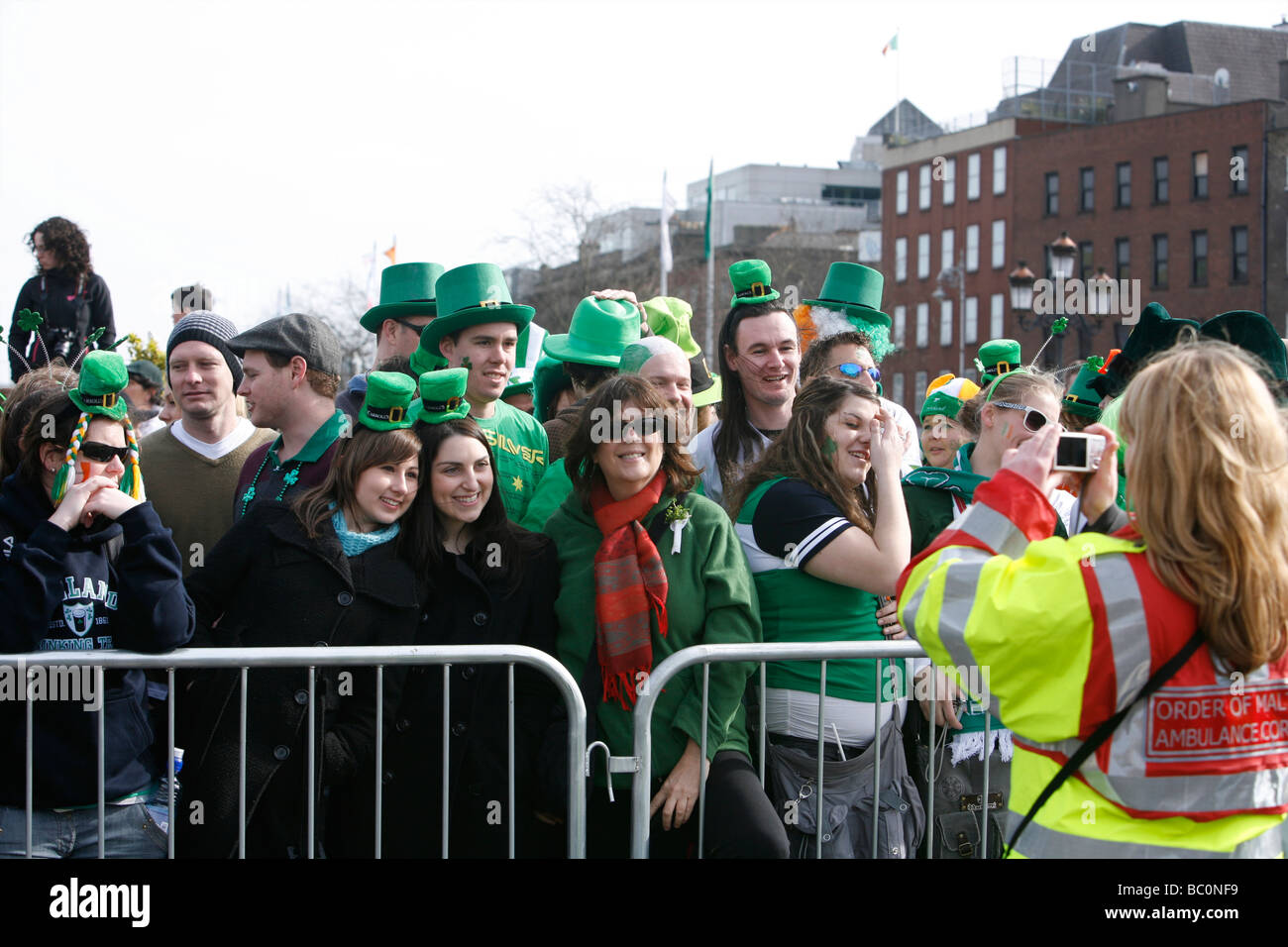 Onlookers at the St Patricks Day parade held every St Patricks Day ...