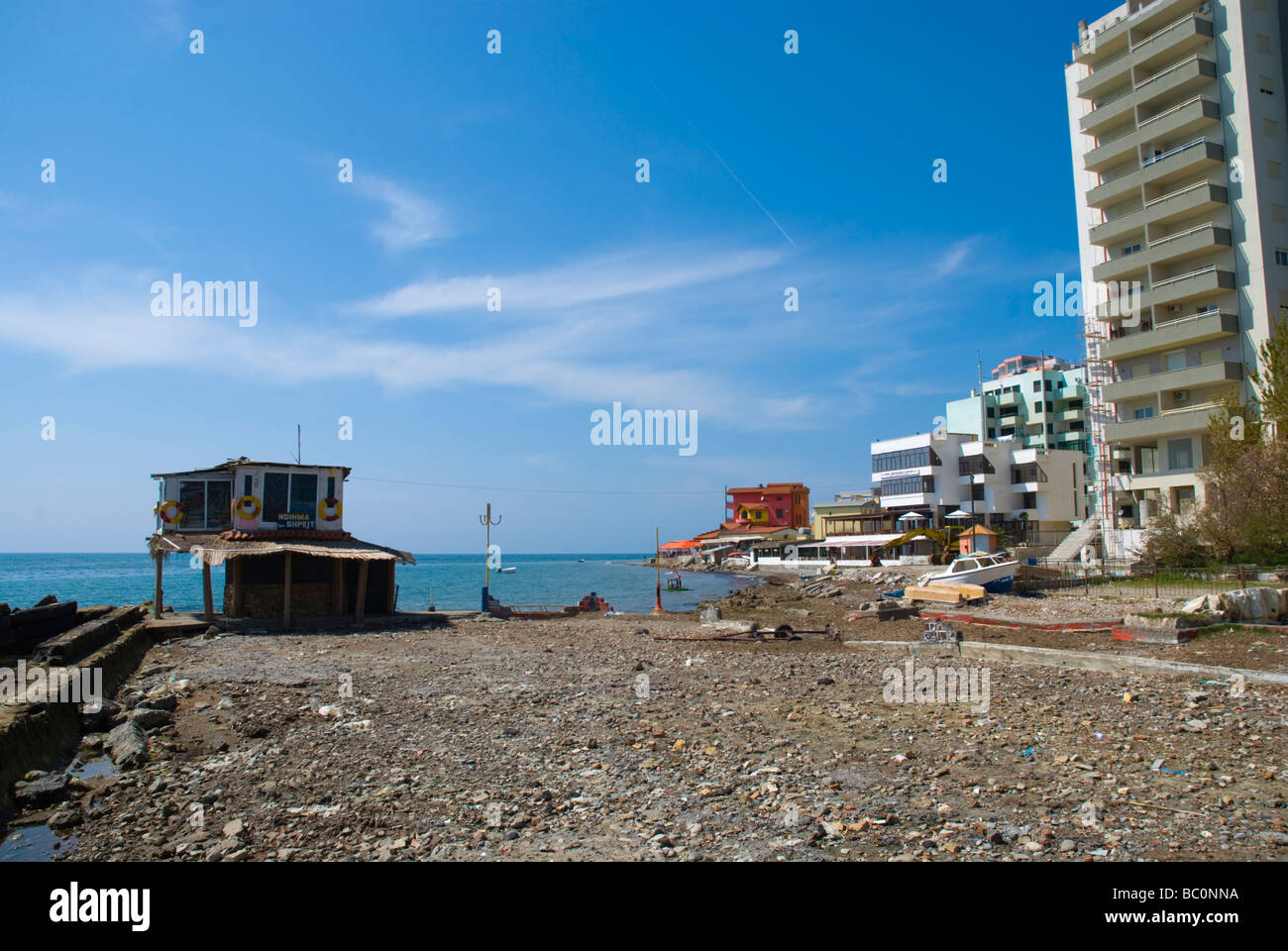 Polluted city beach of Durres Albania Europe Stock Photo - Alamy