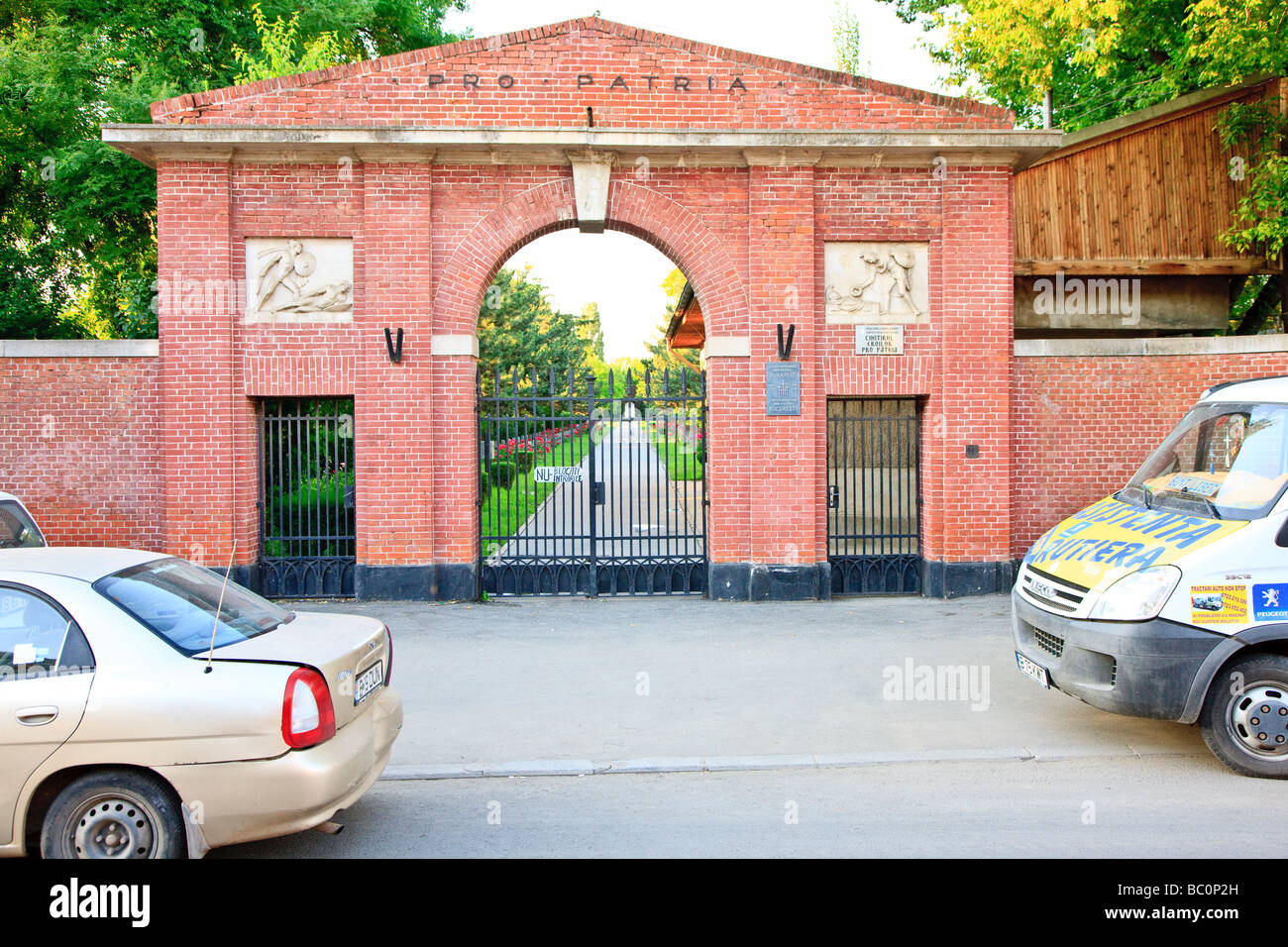 Gate of the WWI and WWII german military cemetery Pro Patria in ...
