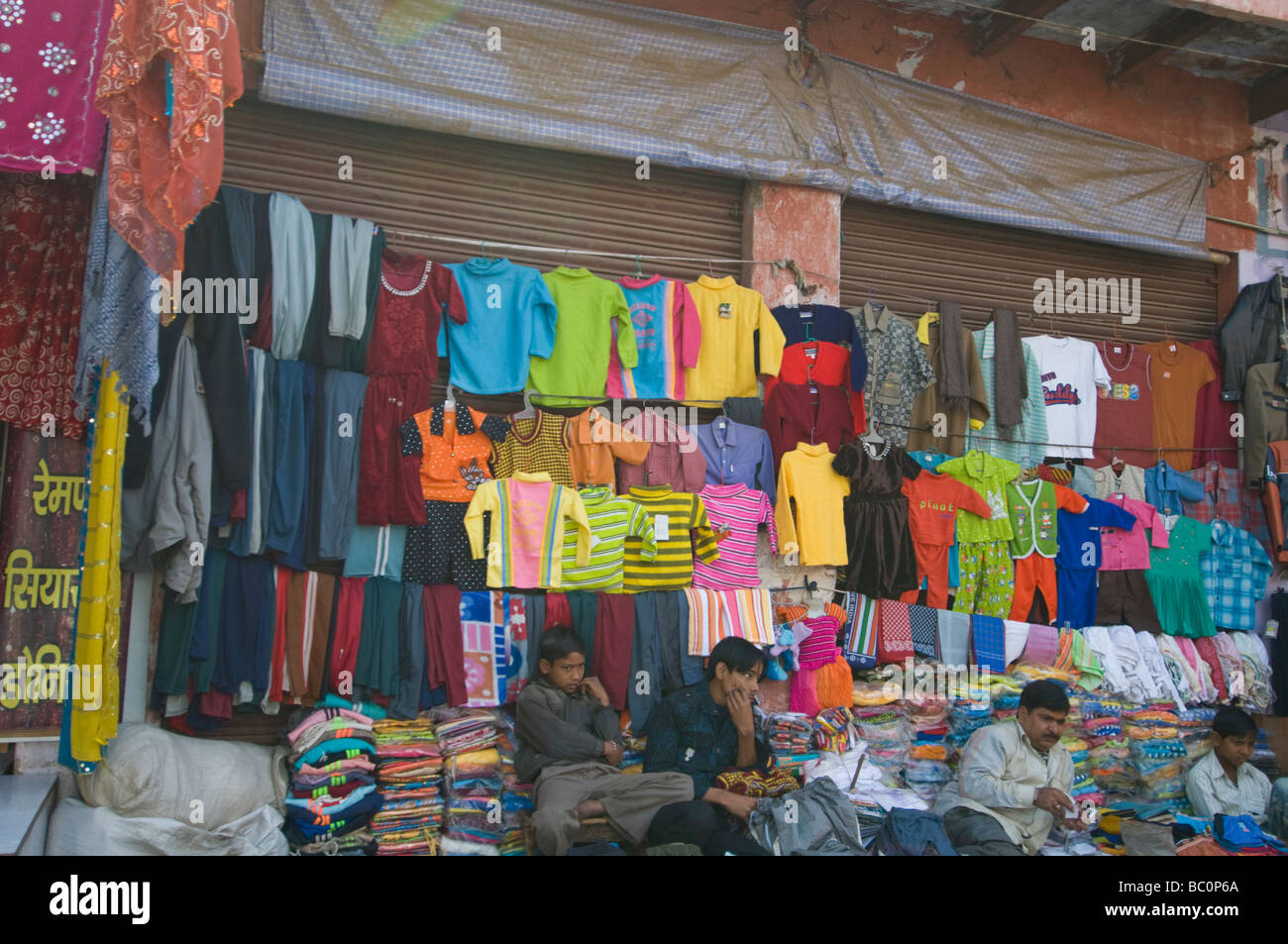Markets, Suburbs of Agra, selling Clothes, Vegetables,Garden Pots Stock ...