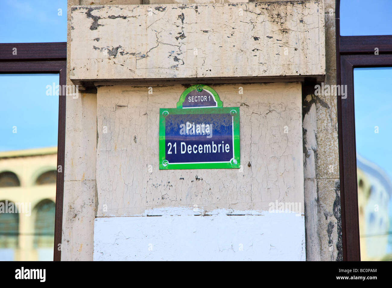 Street sign in Bucharest Romania commemorating the romanian counter ...