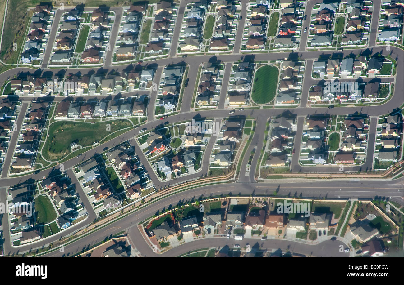 Aerial view suburban neighborhood Stock Photo - Alamy