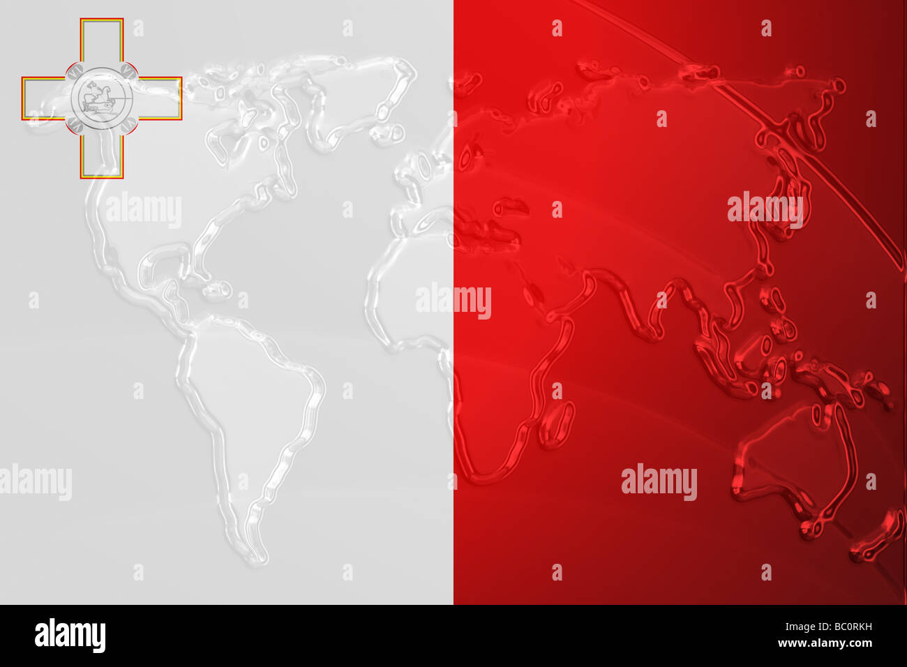 Flag of Malta national country symbol illustration with world map ...