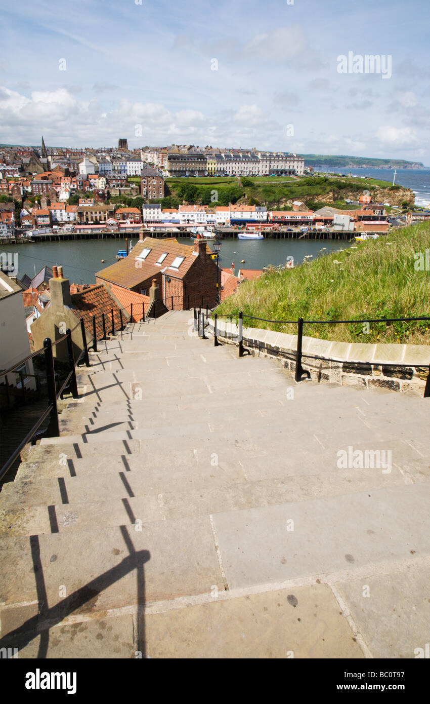 The church stairs of Whitby, North Yorkshire, England, UK Stock Photo ...