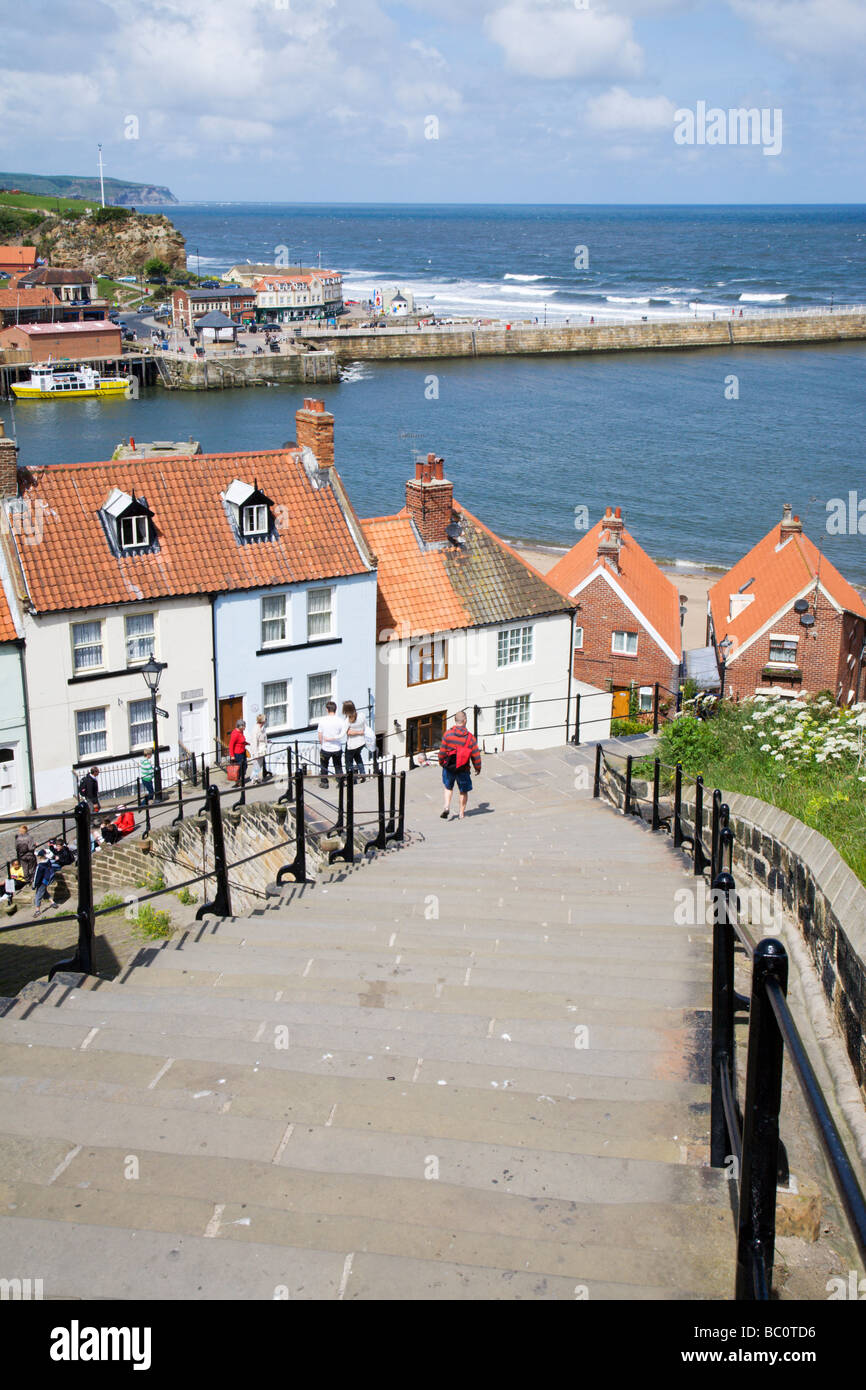 The church steps at Whitby in North Yorkshire, England, UK Stock Photo ...