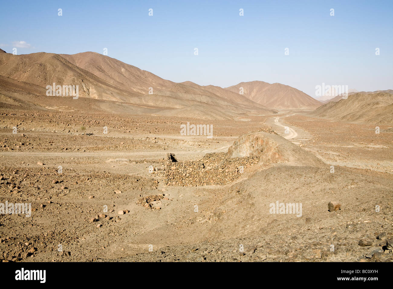 View of track from the Roman Fort protecting the quarries at Umm Balad ...
