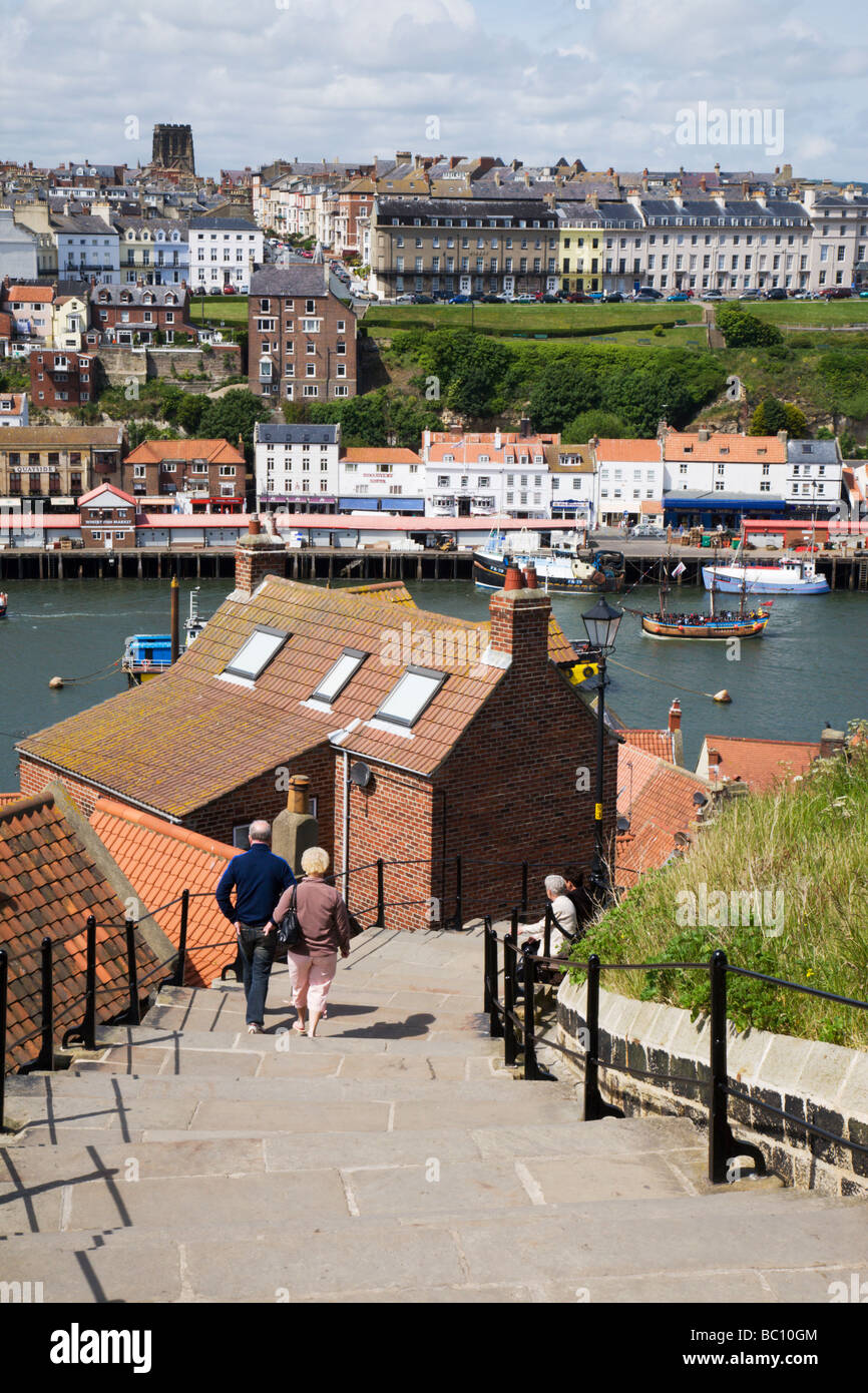 The church stairs of Whitby, North Yorkshire, England, UK Stock Photo ...